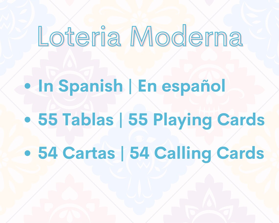 55 Tablas Family Loteria Modern Spanish Bingo Español Loteria Moderna ...