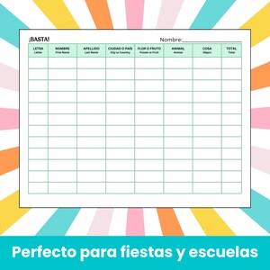 Basta Juego Stop Game Español Categories Game Navidad Thankgiving ...