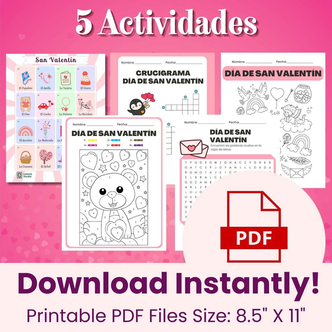 Activities San Valentin Spanish Familia Game Bingo Juego Niños School ...