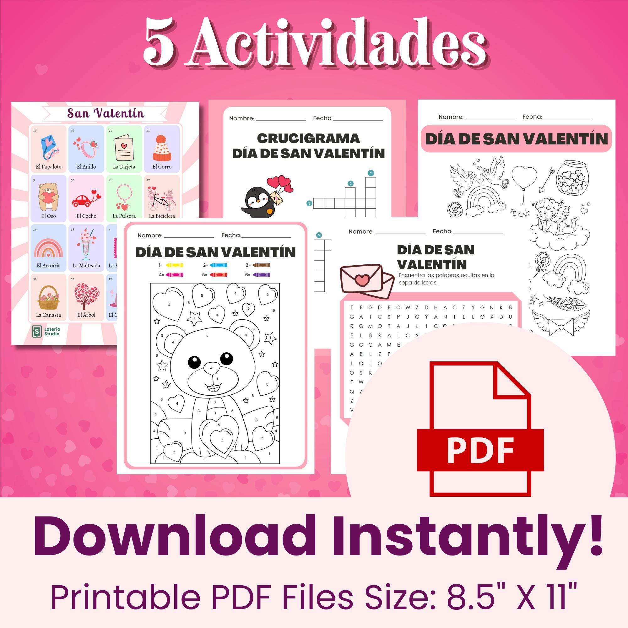 Activities San Valentin Spanish Familia Game Bingo Juego Niños School ...