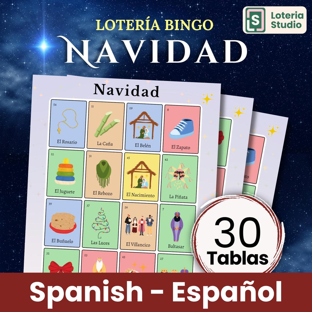 Navidad Loteria Español 30 Tablas Christmas Loteria Posada Spanish ...