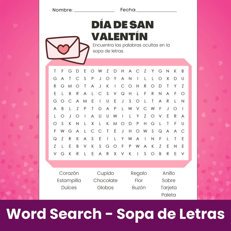 Activities San Valentin Spanish Familia Game Bingo Juego Niños School ...