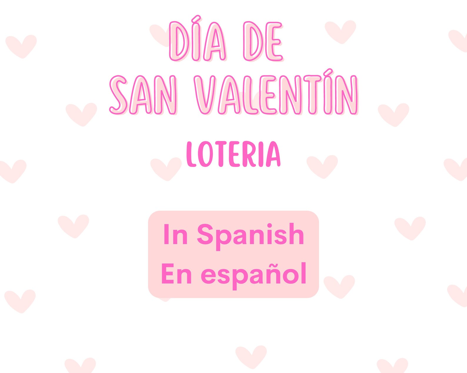 Día De San Valentín Loteria 30 Tablas Español Familia Game Bingo Juego ...