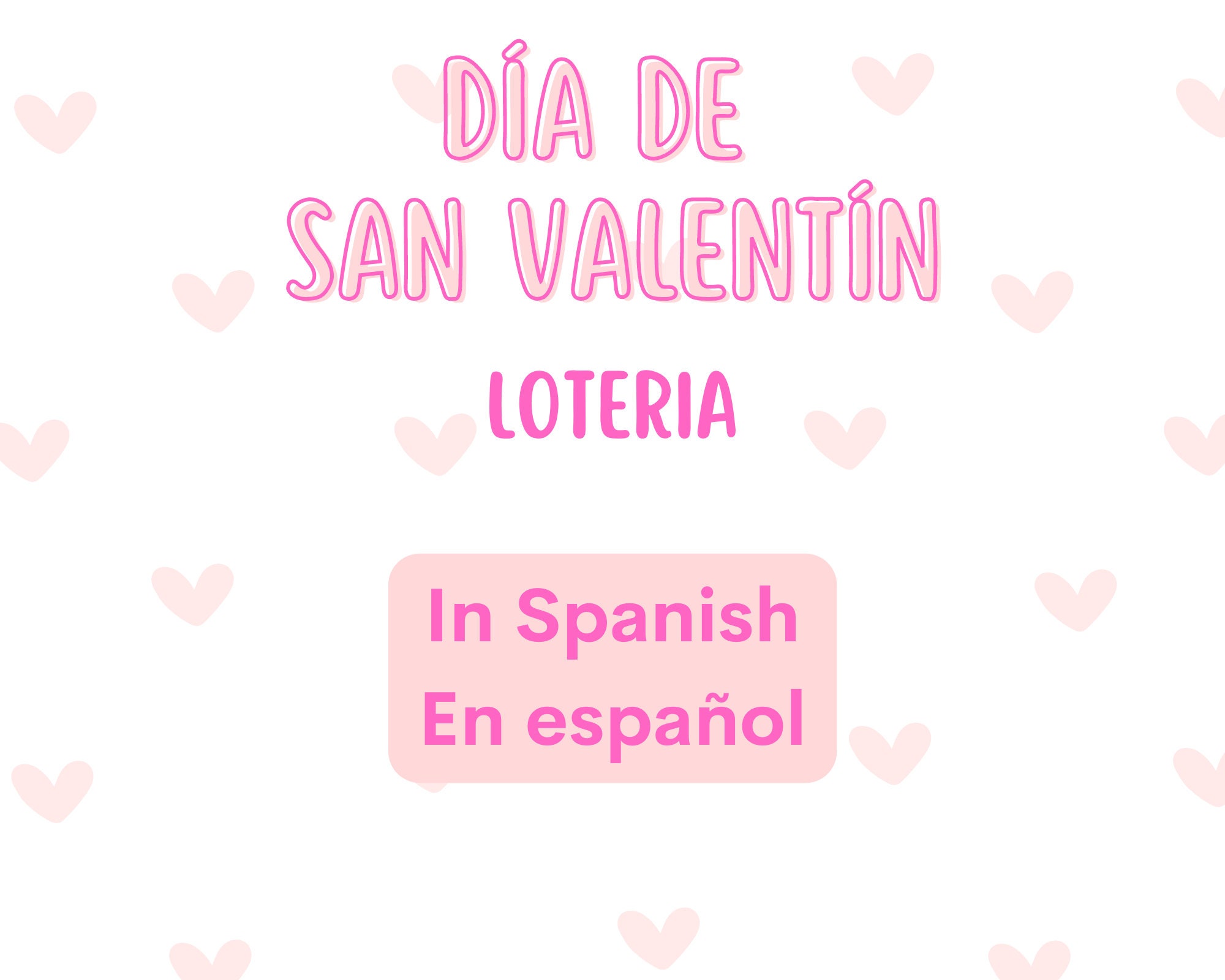 Día De San Valentín Loteria 30 Tablas Español Familia Game Bingo Juego ...
