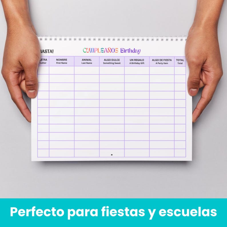 Basta Cumpleaños - Printable Birthday Edition of the Classic Basta Game ...