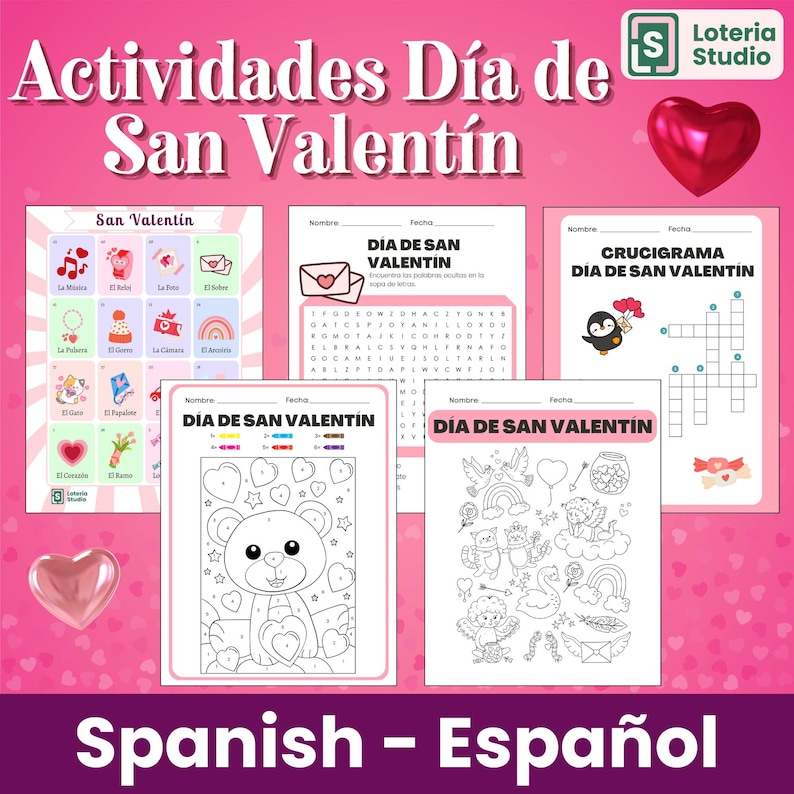 Activities San Valentin Spanish Familia Game Bingo Juego Niños School ...