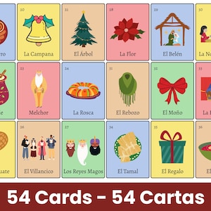 Navidad Loteria Español 15 Tablas Christmas Loteria Posada Spanish ...