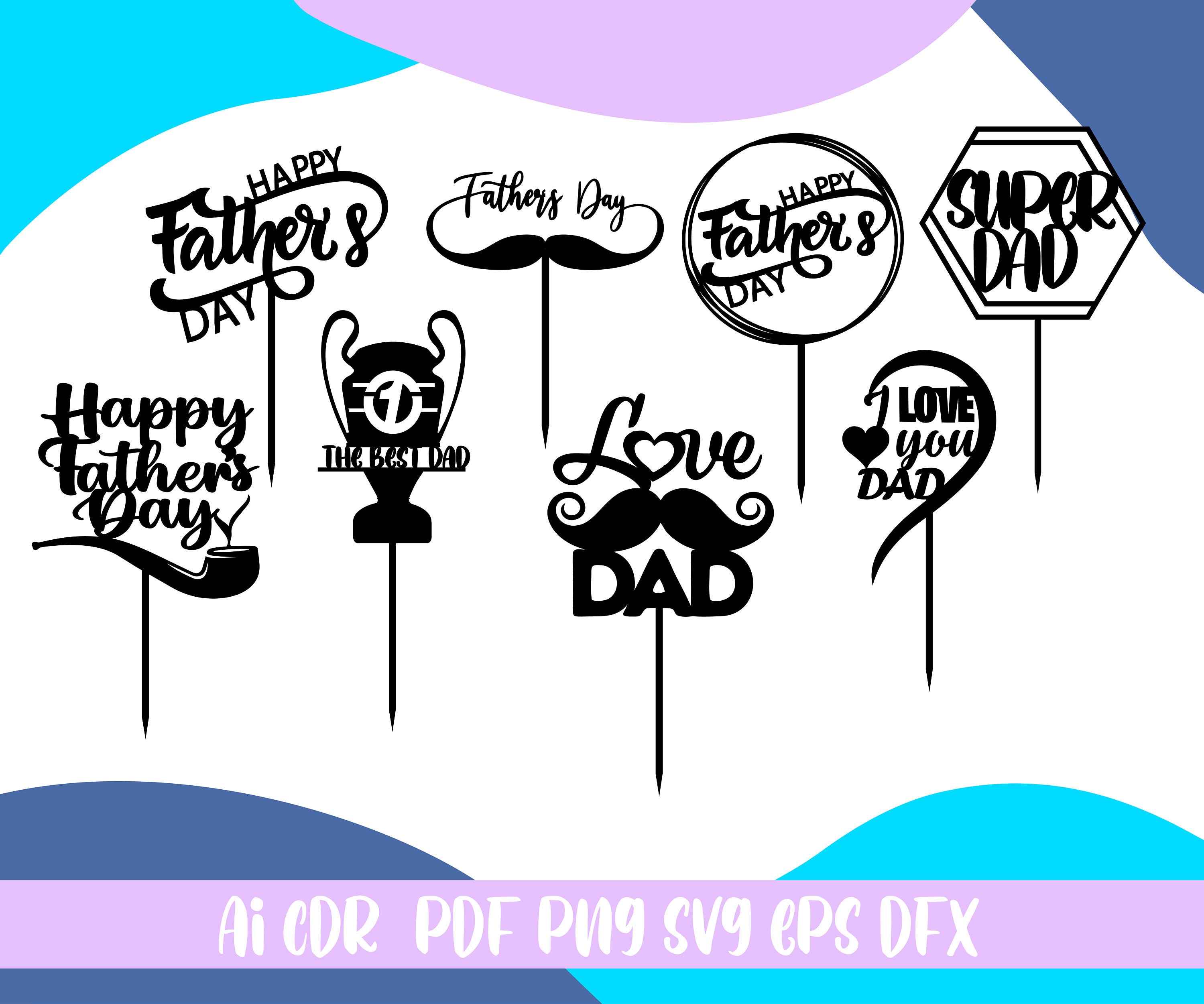 Happy Father's Day Cake Topper SVG father's Cake - Etsy
