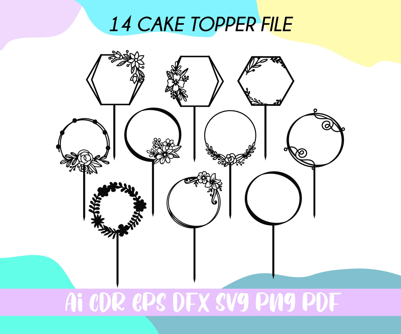 Circle Frame Svg Bundle, Cake Topper Svg, Files for Cricut, Wreath ...
