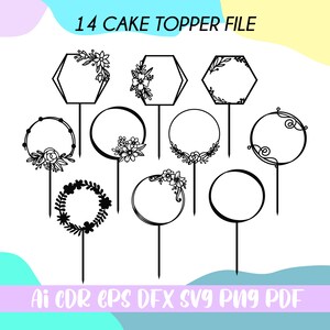 Circle Frame Svg Bundle, Cake Topper Svg, Files for Cricut, Wreath ...