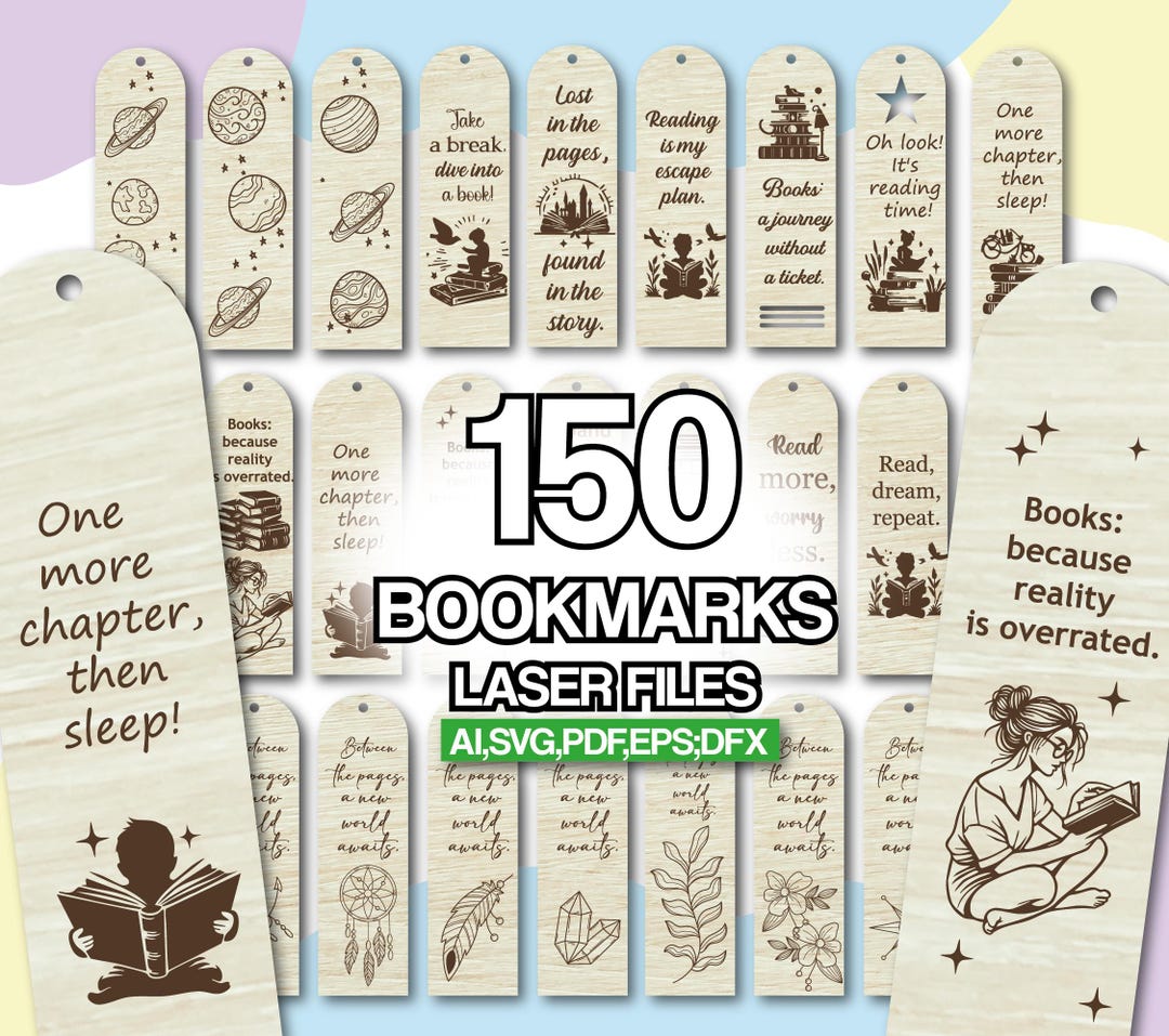 150 Laser Cut Bookmarks SVG Bundle | Digital Files for Glowforge, Xtool ...