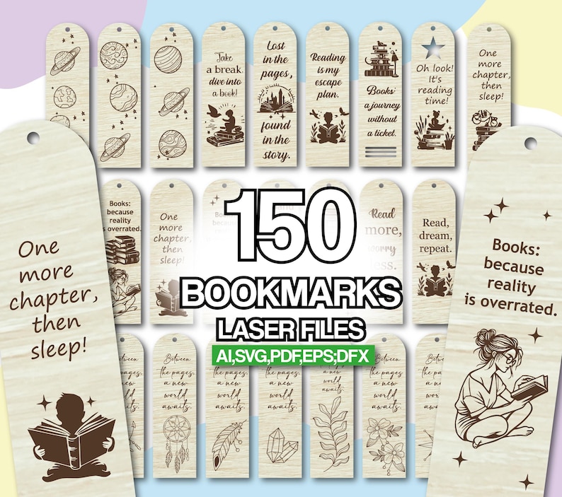 150 Laser Cut Bookmarks SVG Bundle | Digital Files for Glowforge, Xtool ...