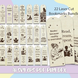 22 Laser Cut Bookmarks SVG Bundle | Digital Files for Glowforge, Xtool ...