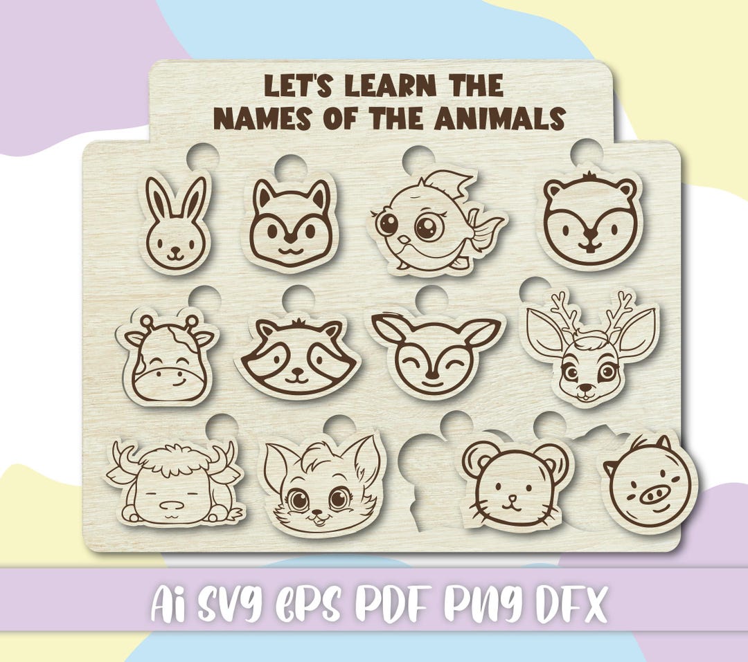 Let's Learn Animal Names Chart SVG File | Educational Laser for Kids ...