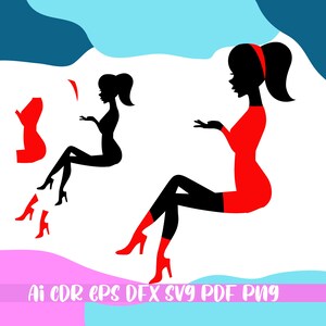 Sitting Lady Silhouette ,sitting Lady Svg Cake Topper,sitting Lady With ...