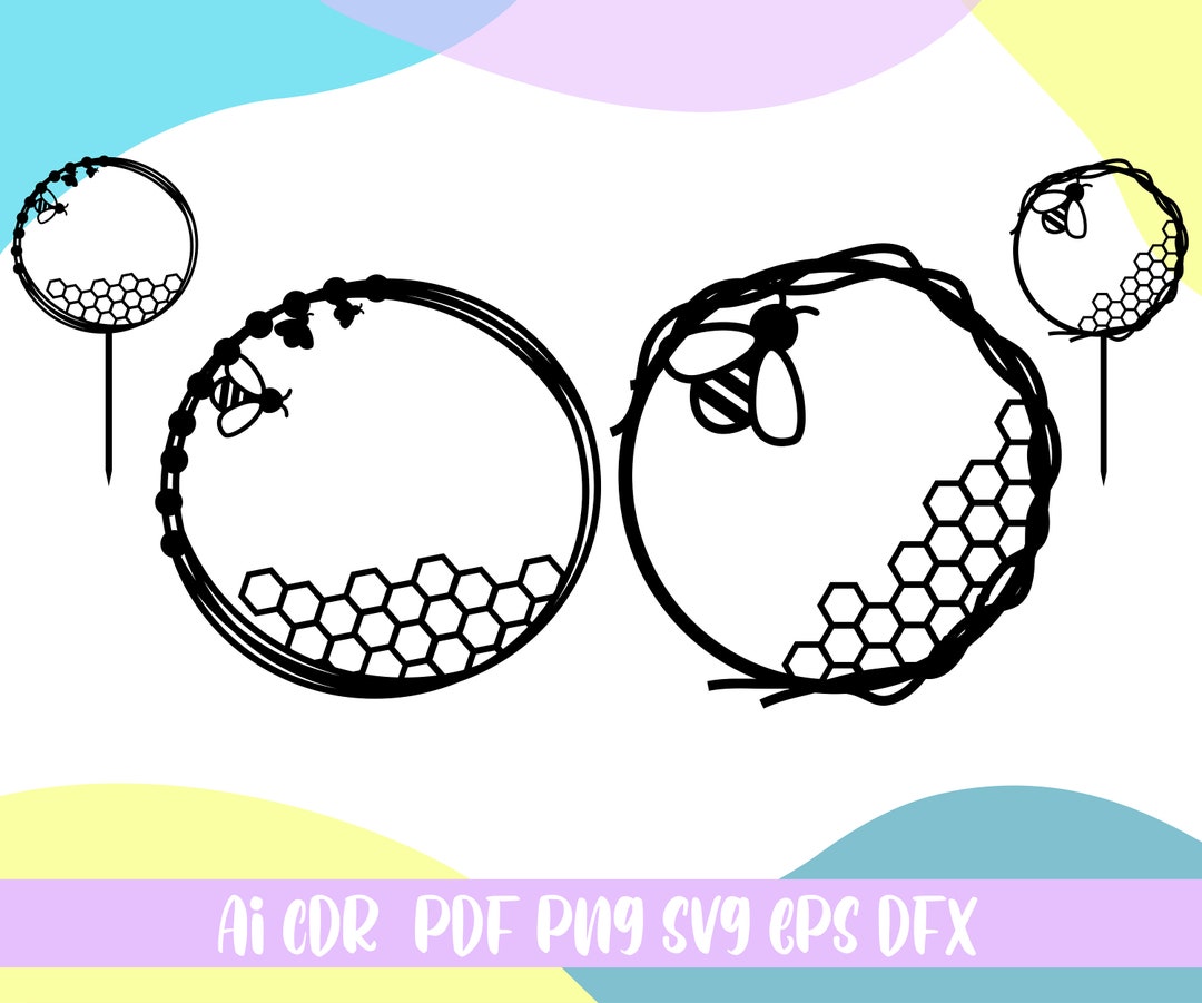 Bee Cake Topper Svg,bee Circle Frame Svg,files for Cricut,svg, Png Dxf ...