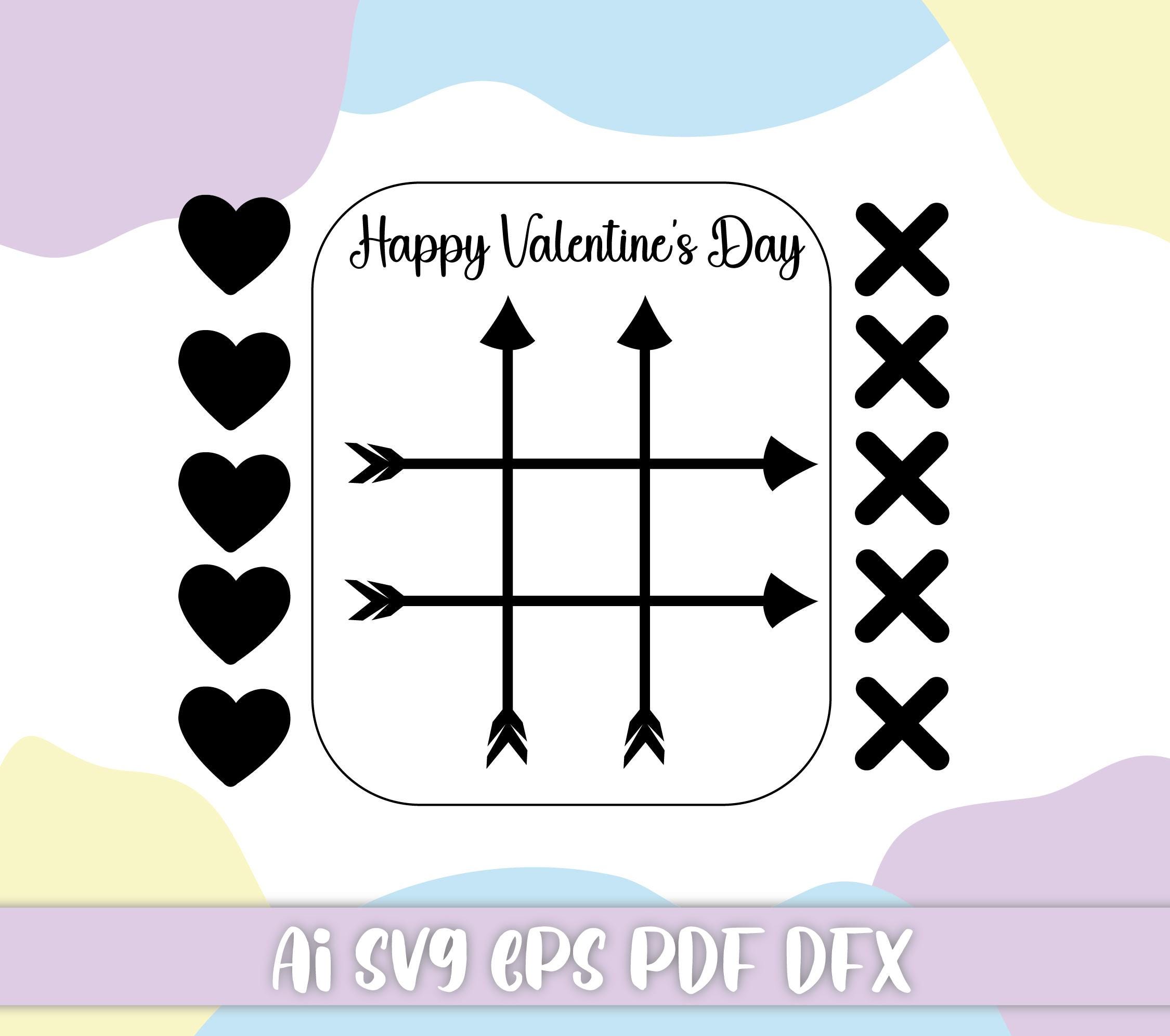 Valentine’s Day Tic Tac Toe SVG File – Heart and Arrow Game Design for ...