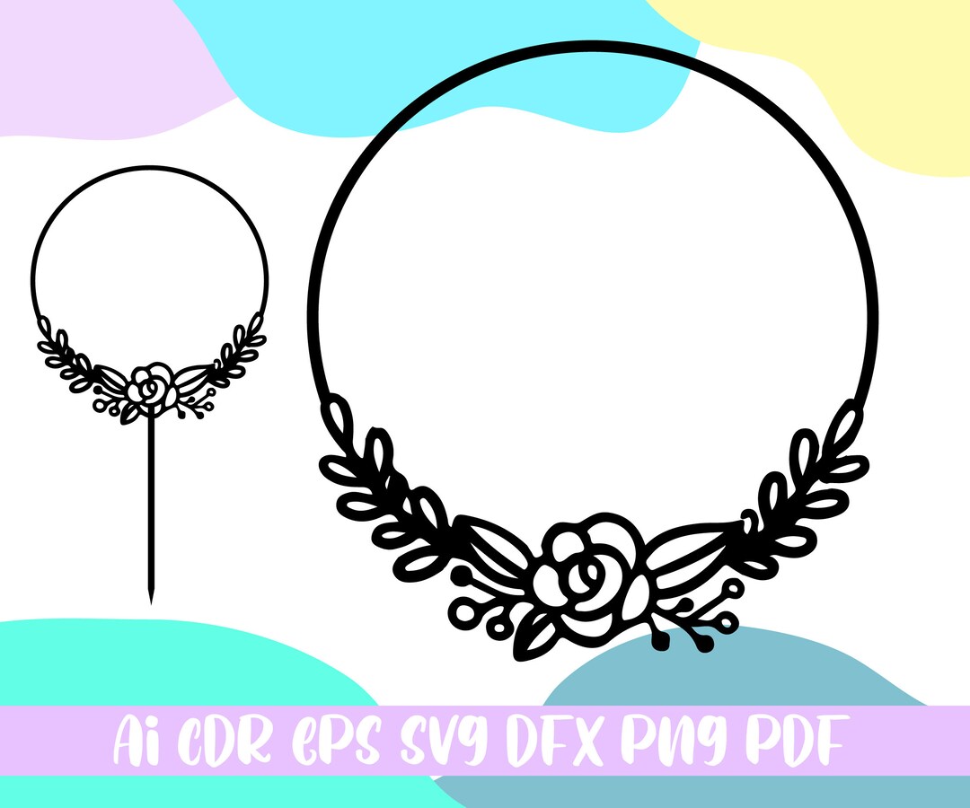 Marco circular svg, cake topper svg, archivos para cricut, marco de ...