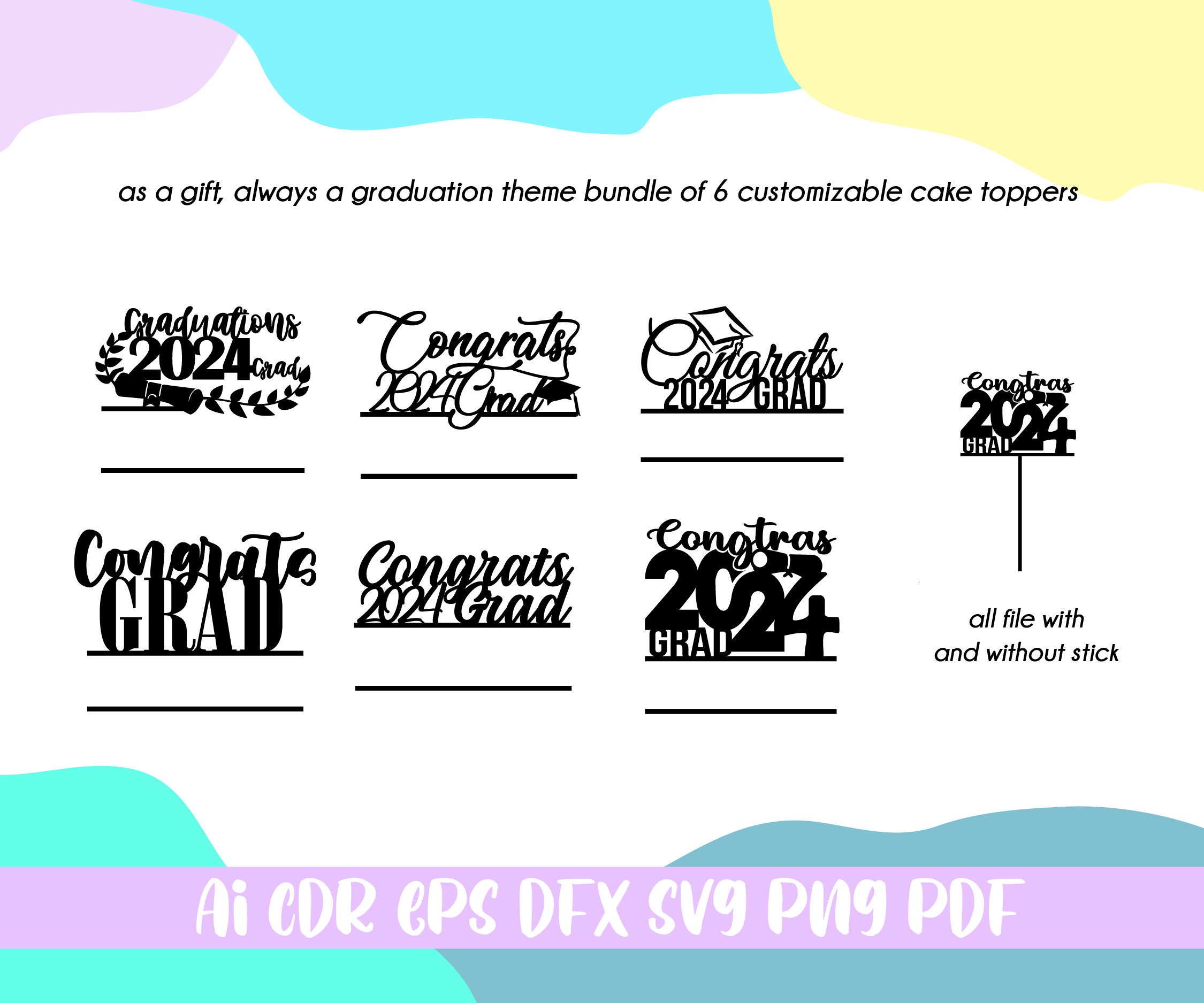 Class of 2024 Cake Topper Svggraduation Day Svggrads Cake - Etsy