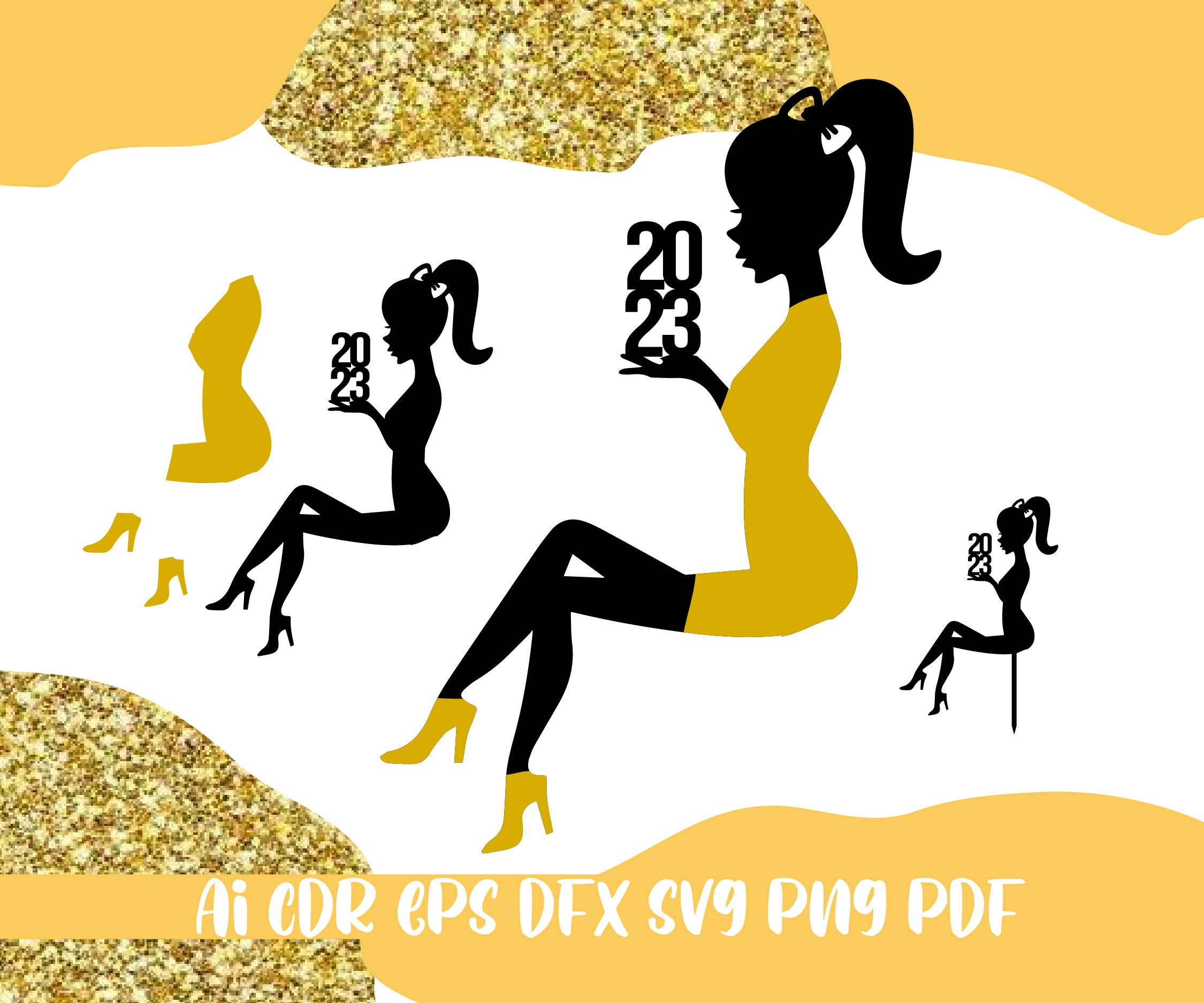 Sitting Lady Silhouette sitting Lady Svg Cake Toppersitting - Etsy