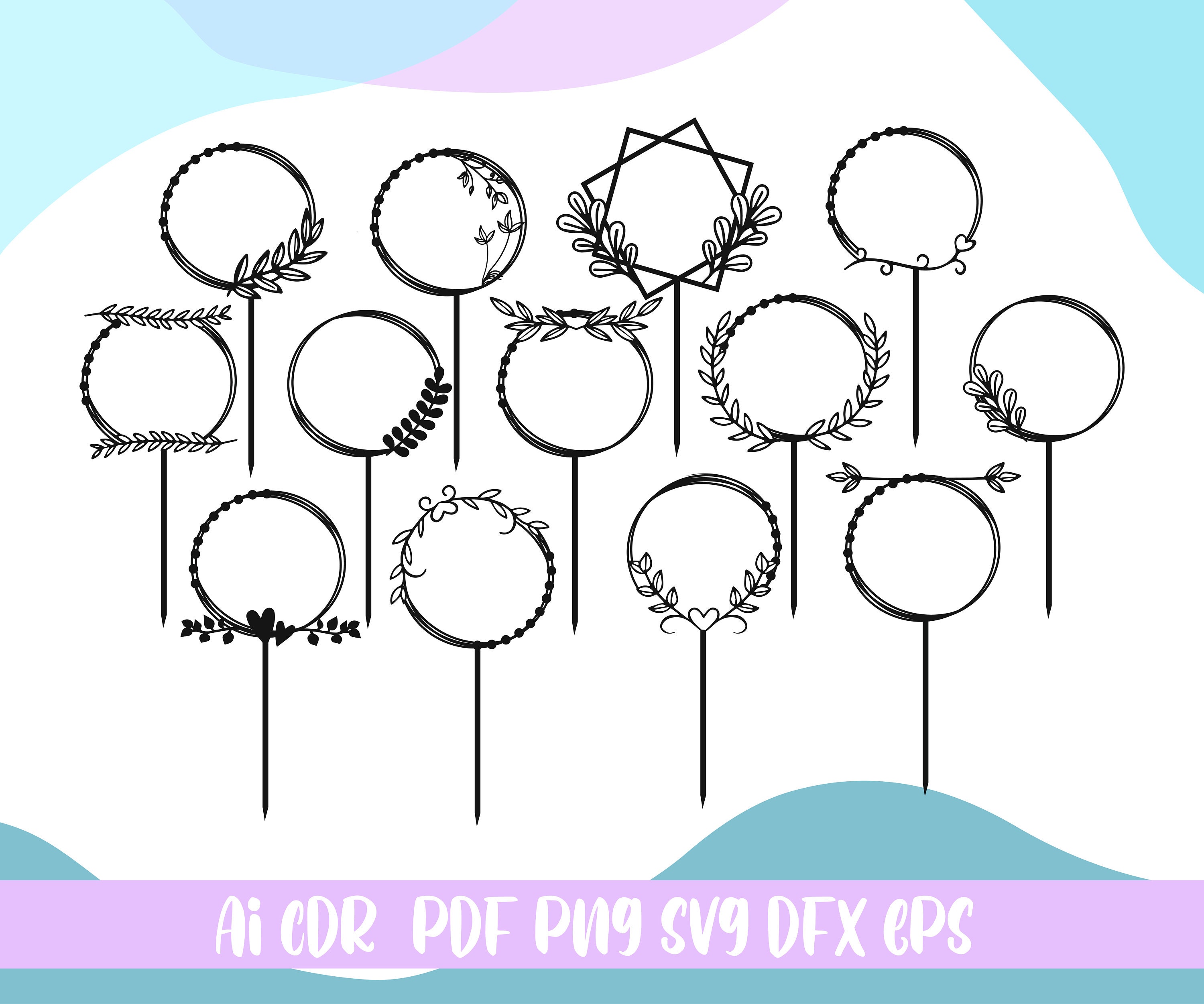 Circle Frame Svg, Cake Topper Svg, Files for Cricut, Wreath Frame ...