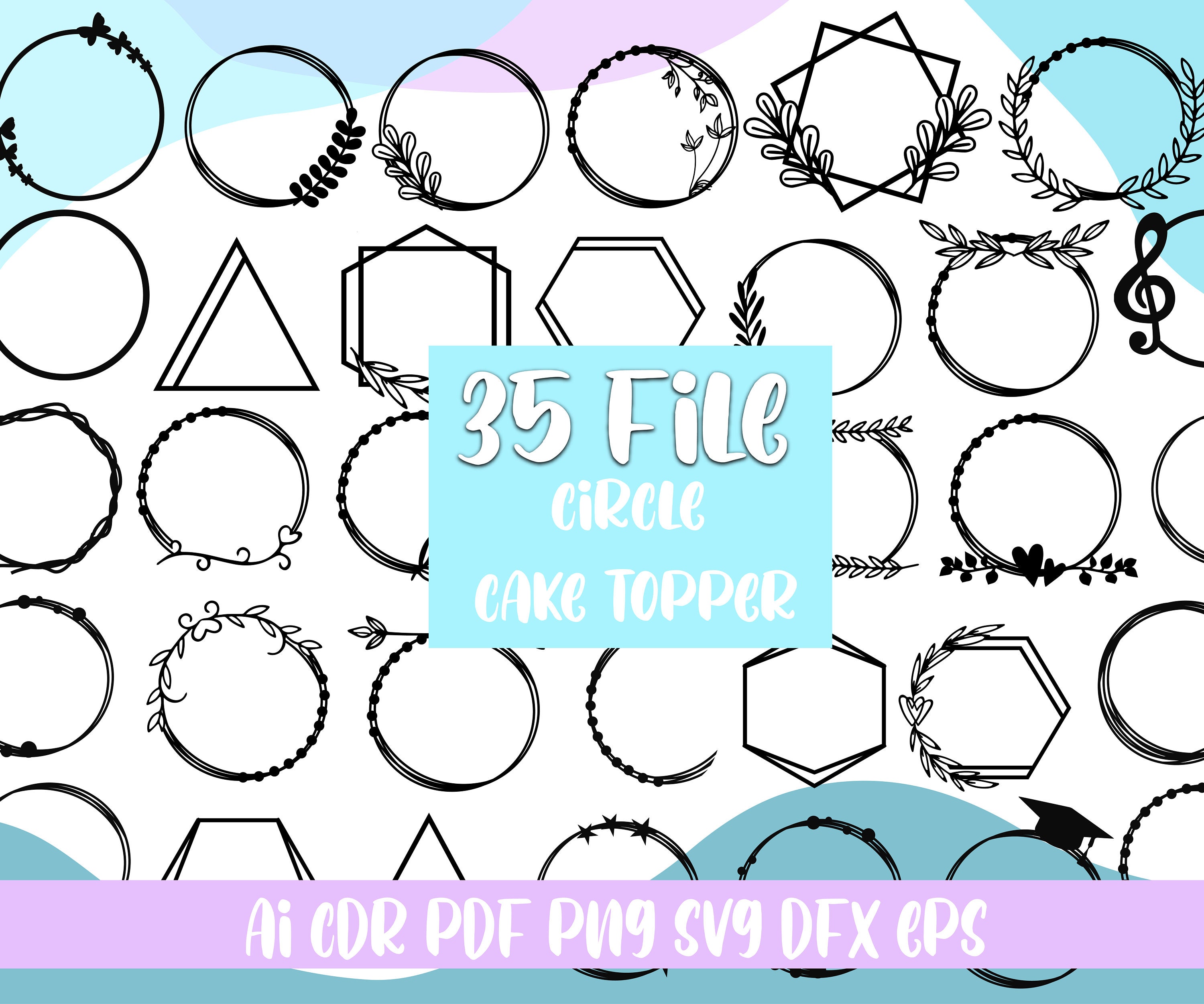 Cercle cadre svg bundle cake topper svg fichiers pour - Etsy Canada