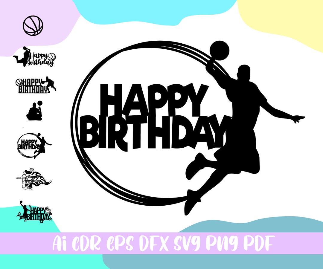 Basketball Birthday Cake Topper SVG Bundlecake Topper - Etsy