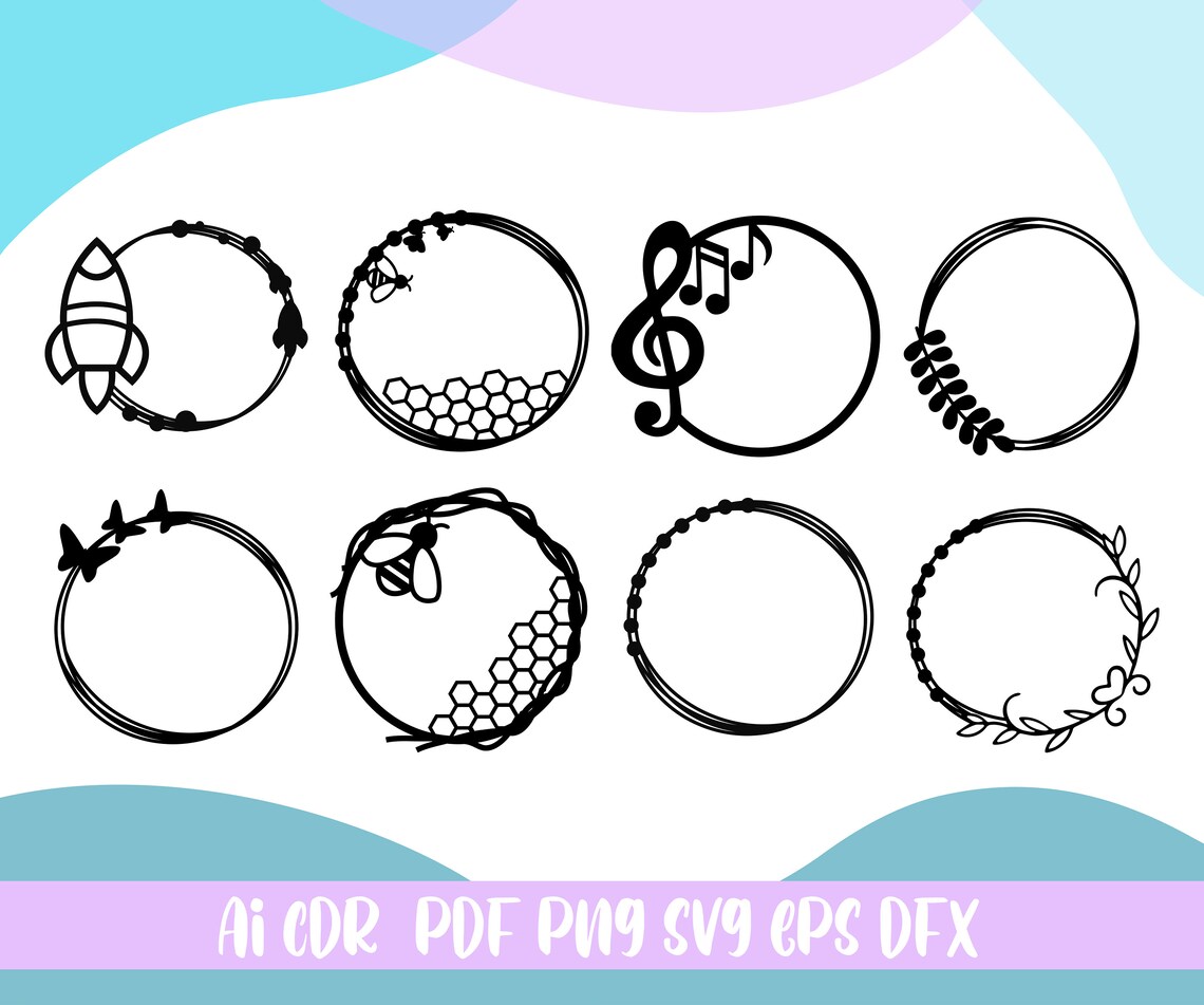 Circle Frame Svg Bundle, Cake Topper Svg, Files for Cricut, Wreath ...