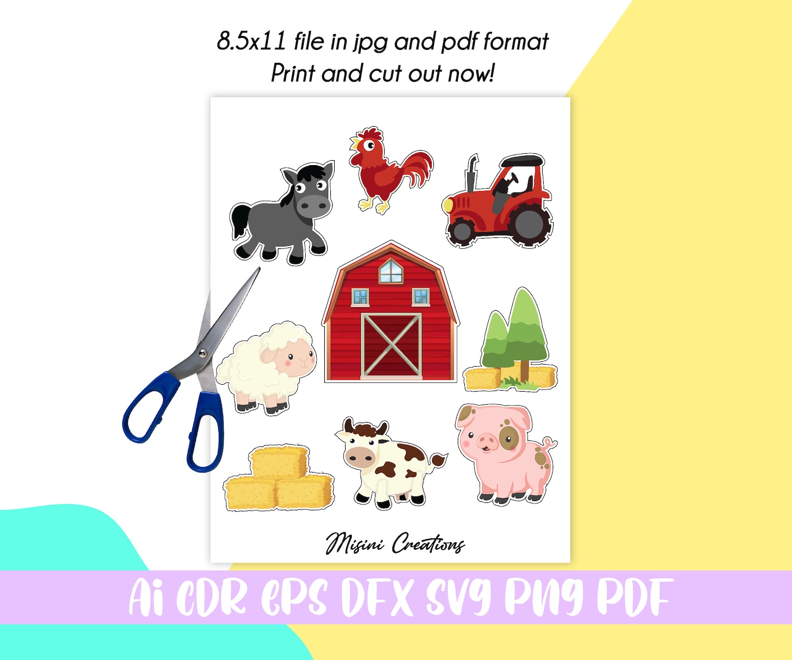 Farm Animals Cake Topper Svg,birthday Cake Toppers Svg,barnyard ...