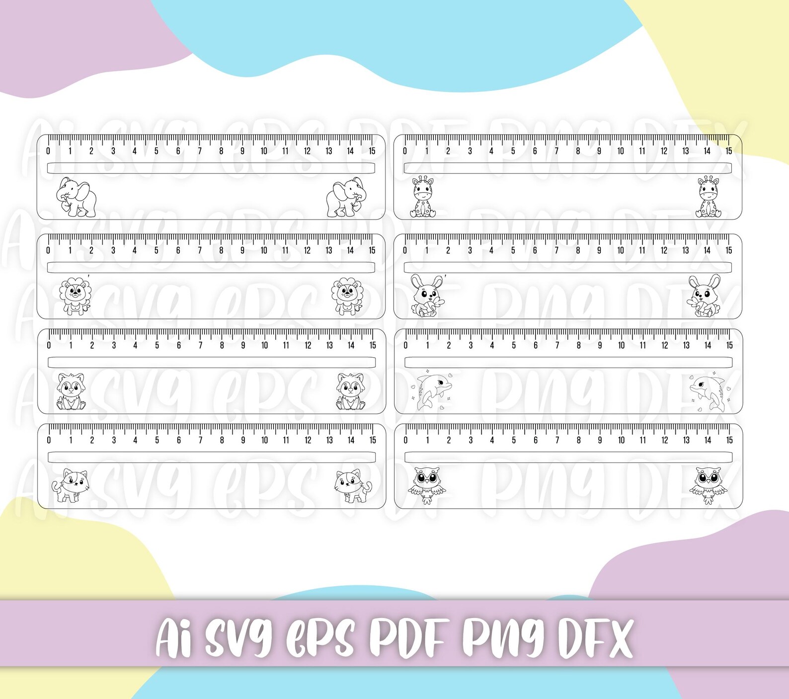Baby Animals Rulerback-to-school Kids' Rulers - Laser Cut Digital File ...
