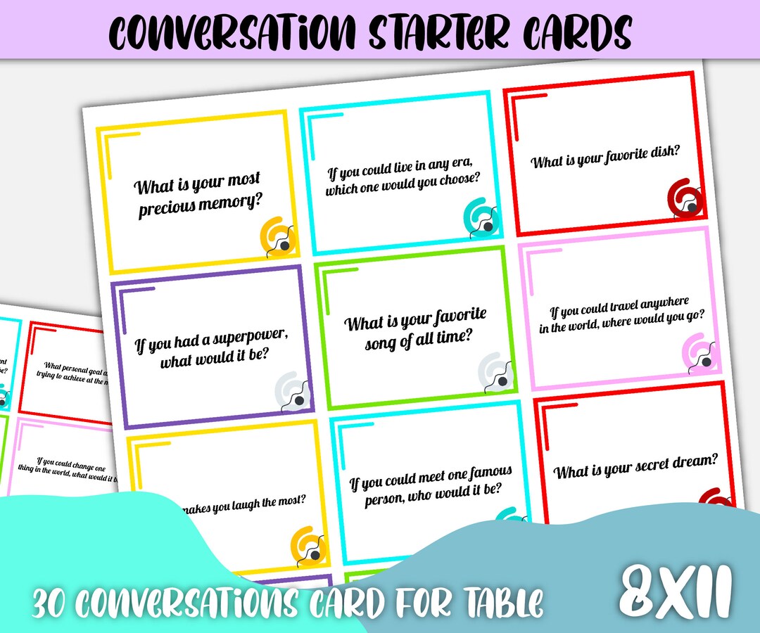 30 Starter Conversation Cards. Icebreaker Game, Games to Pass the Time ...