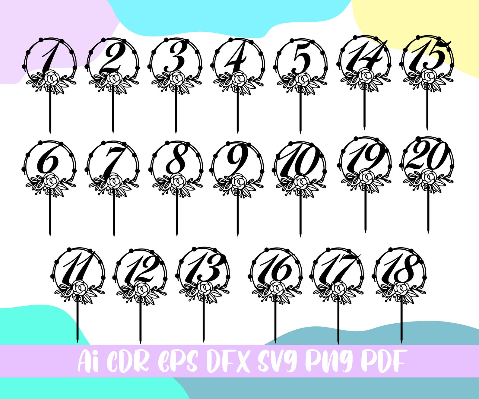 Age Birthday Cake Topper SVG Bundle,happy Birthday Cake Topper Svg,cake ...