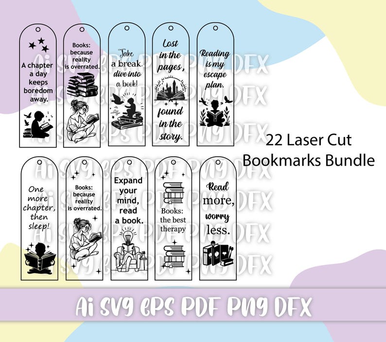 22 Laser Cut Bookmarks SVG Bundle | Digital Files for Glowforge, Xtool ...