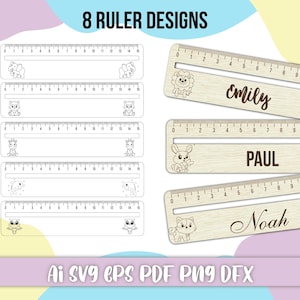 Baby Animals Rulerback-to-school Kids' Rulers - Laser Cut Digital File ...