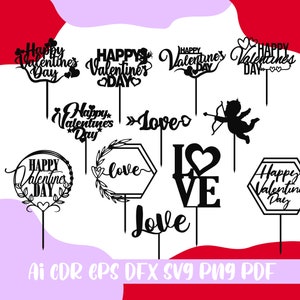 Valentine's Day Cake Topper SVG, Love SVG, Happy Valentine's Day,cake ...