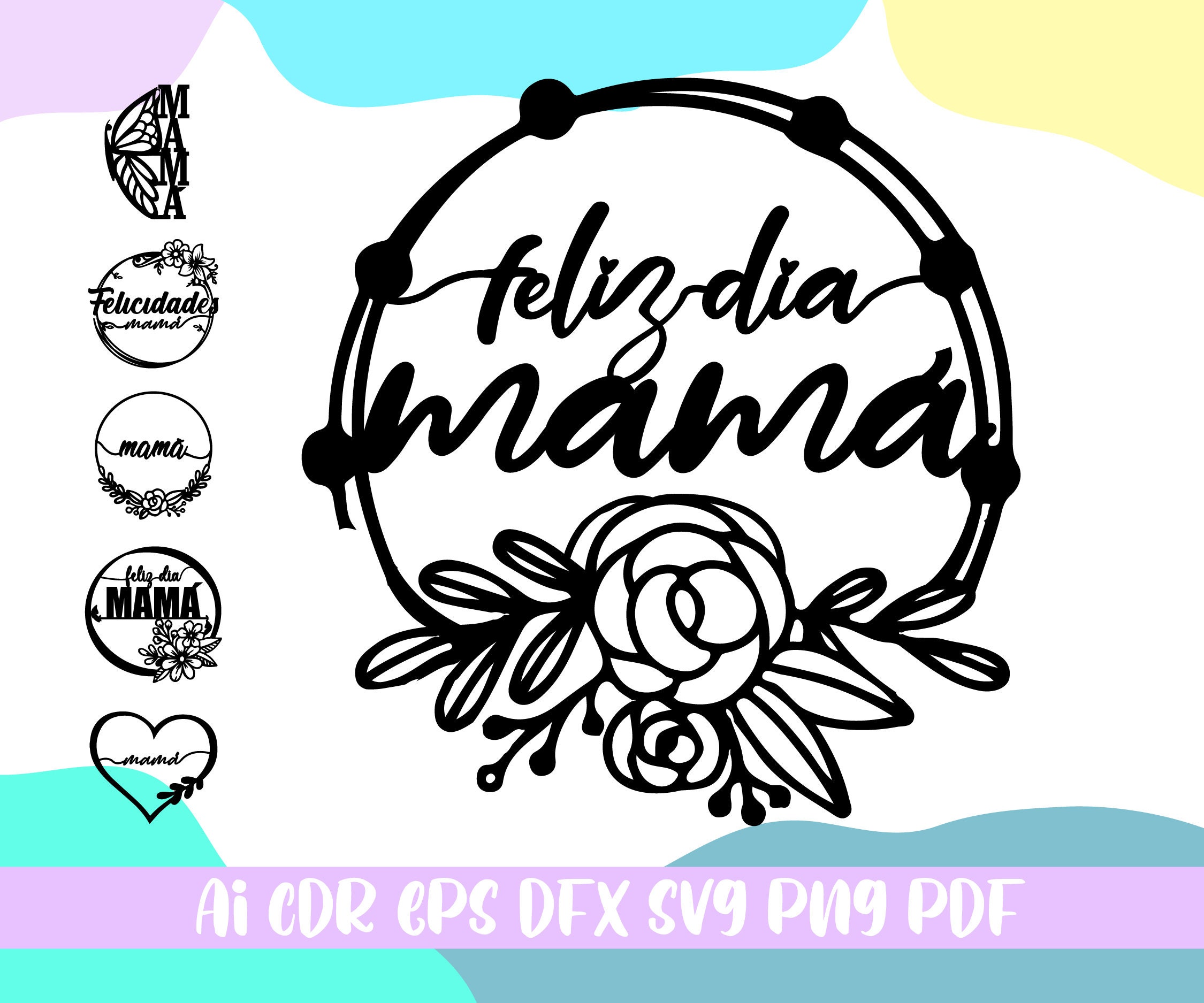 Mamá SVG Cake Topper ,feliz Dia Mamá Cupcake Svg,cake Topper File for ...