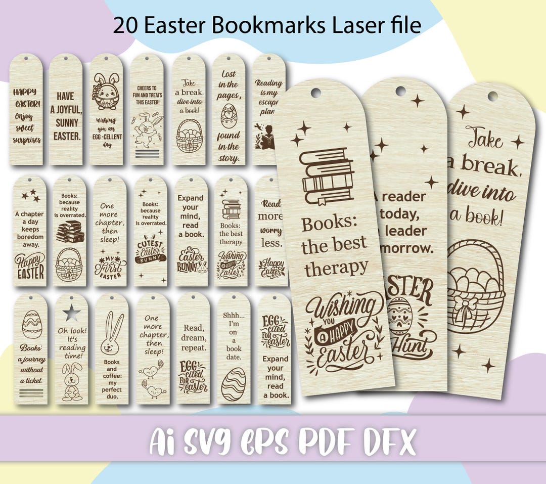 22 Easter Laser Cut Bookmarks SVG Bundle | Digital Files for Glowforge ...