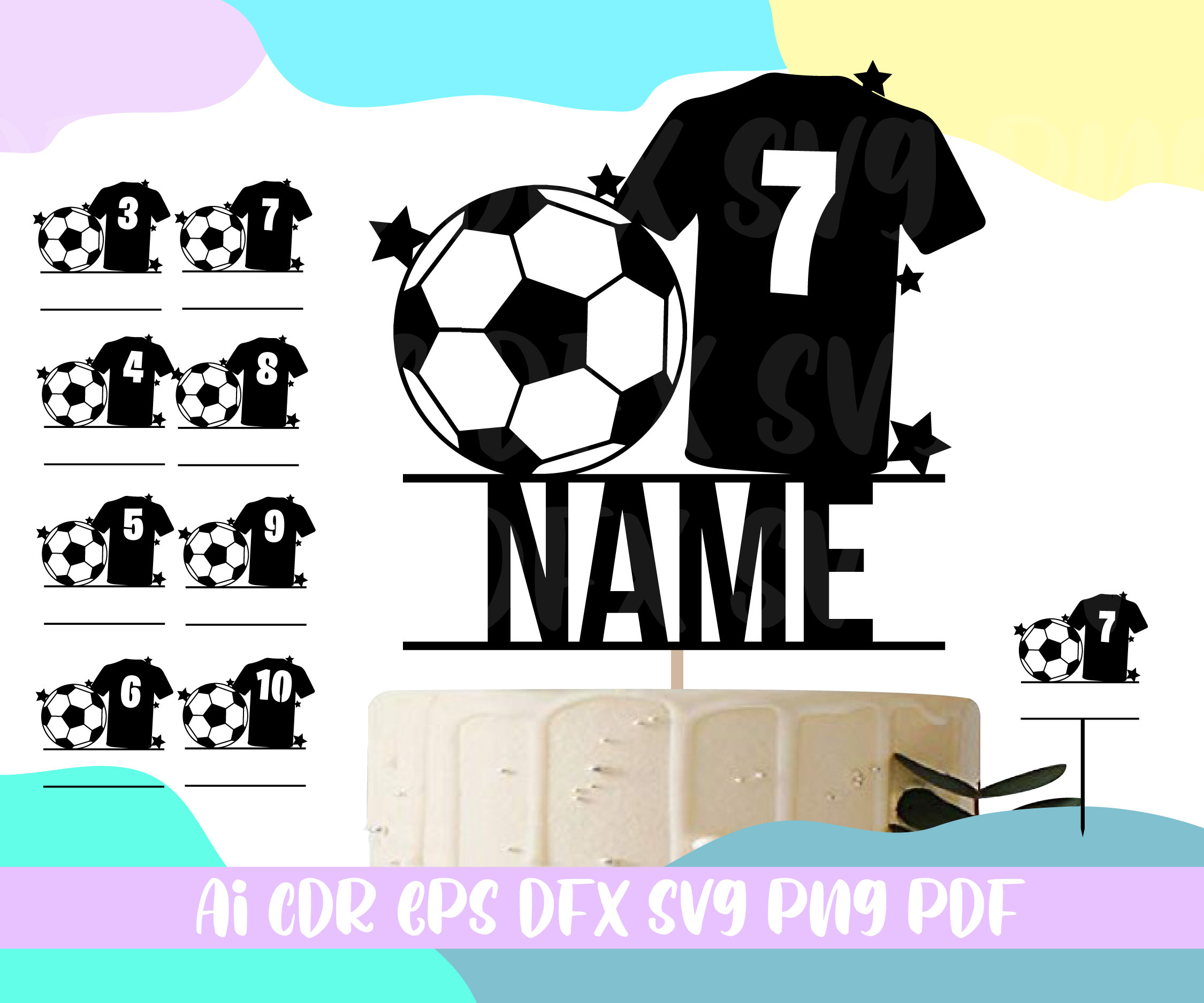 Soccer Birthday Cake Topper Svg,cake Topper Happy,birthday Svg Download ...