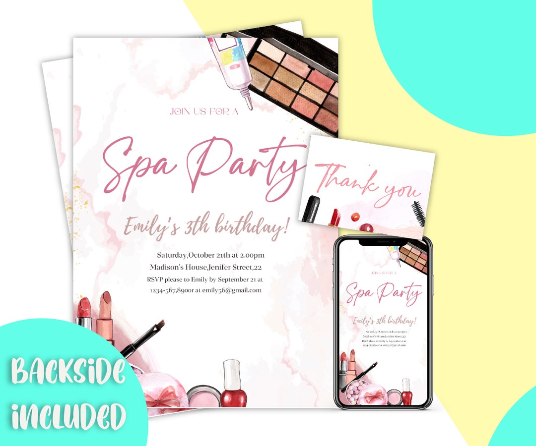 Spa Party Birthday Invitation Template,editable Girl Invitation ...
