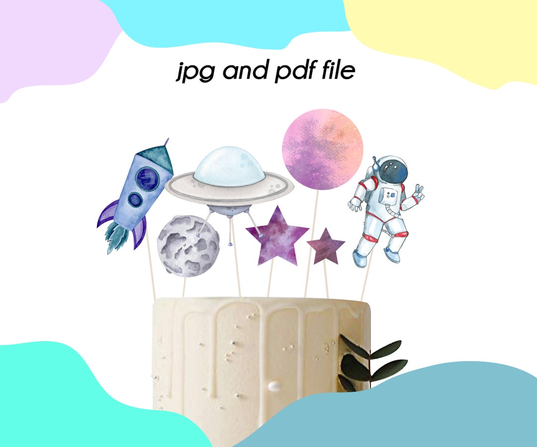 Space Cake Topper Svg,cake Decorations,space Centerpiece,birthday ...