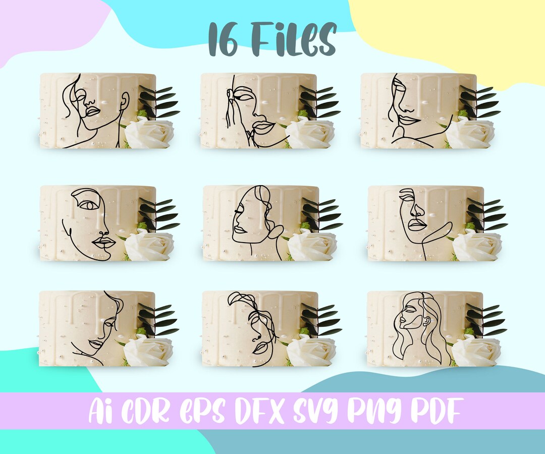 Line Art Woman Cake Topper Svg,ady Face One Line,silhouette Woman Face ...