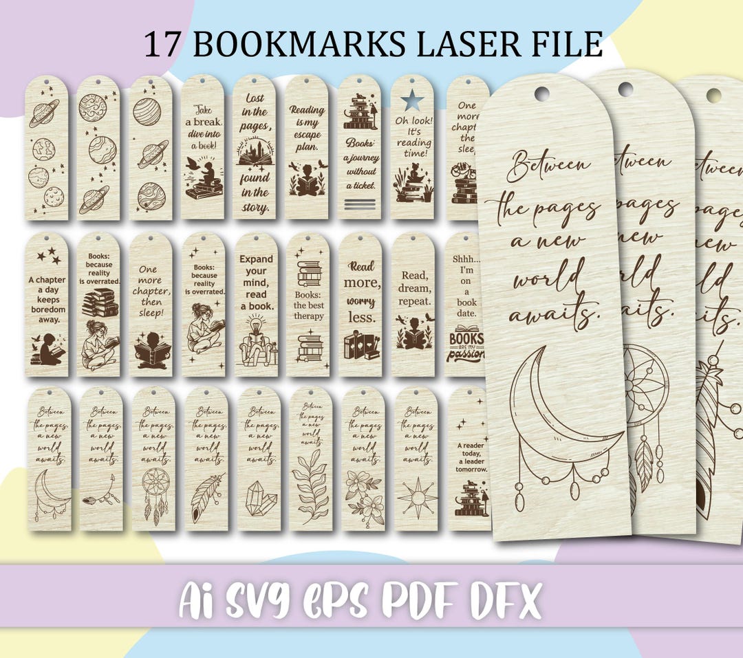 27 Laser Cut Bookmarks SVG Bundle | Digital Files for Glowforge, Xtool ...