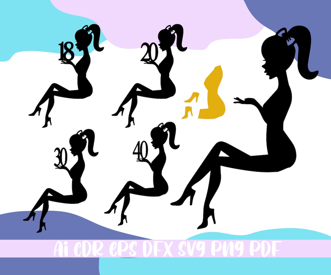 Sitting Lady Silhouette ,sitting Lady Svg Cake Topper,sitting Lady With ...