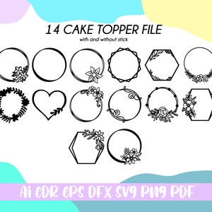 Circle Frame Svg Bundle, Cake Topper Svg, Files for Cricut, Wreath ...