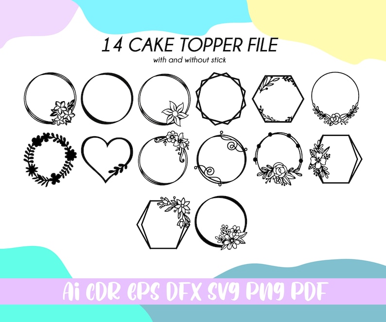 Circle Frame Svg Bundle, Cake Topper Svg, Files for Cricut, Wreath ...