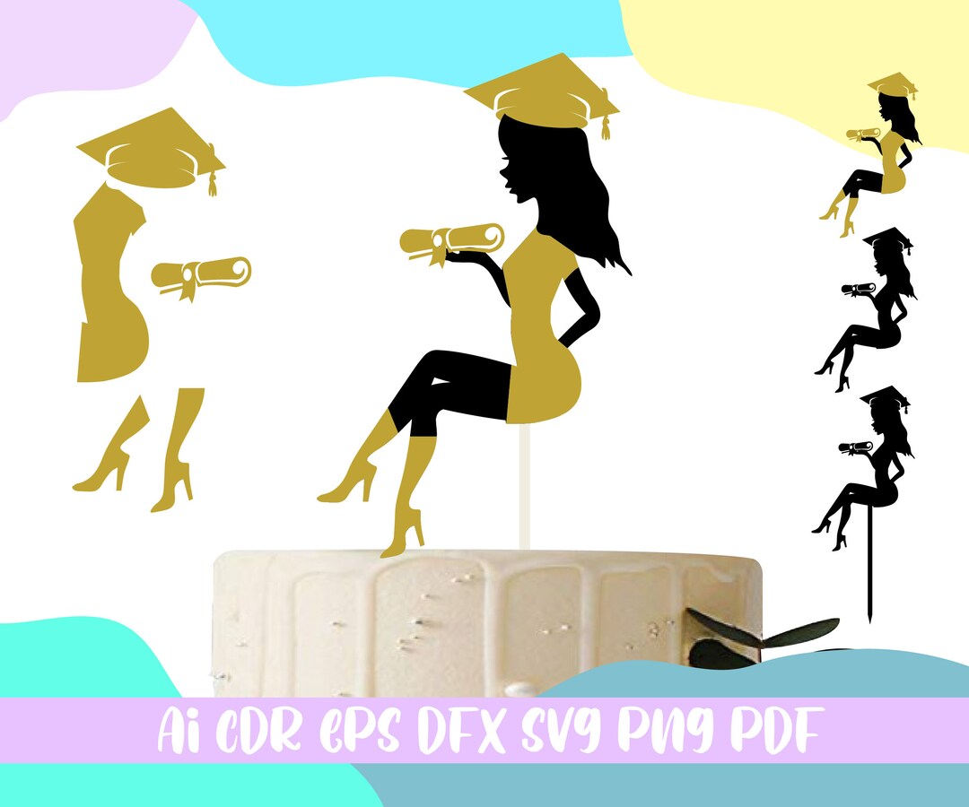 Sitting Lady Silhouette ,sitting Lady Svg Cake Topper, Graduations ...