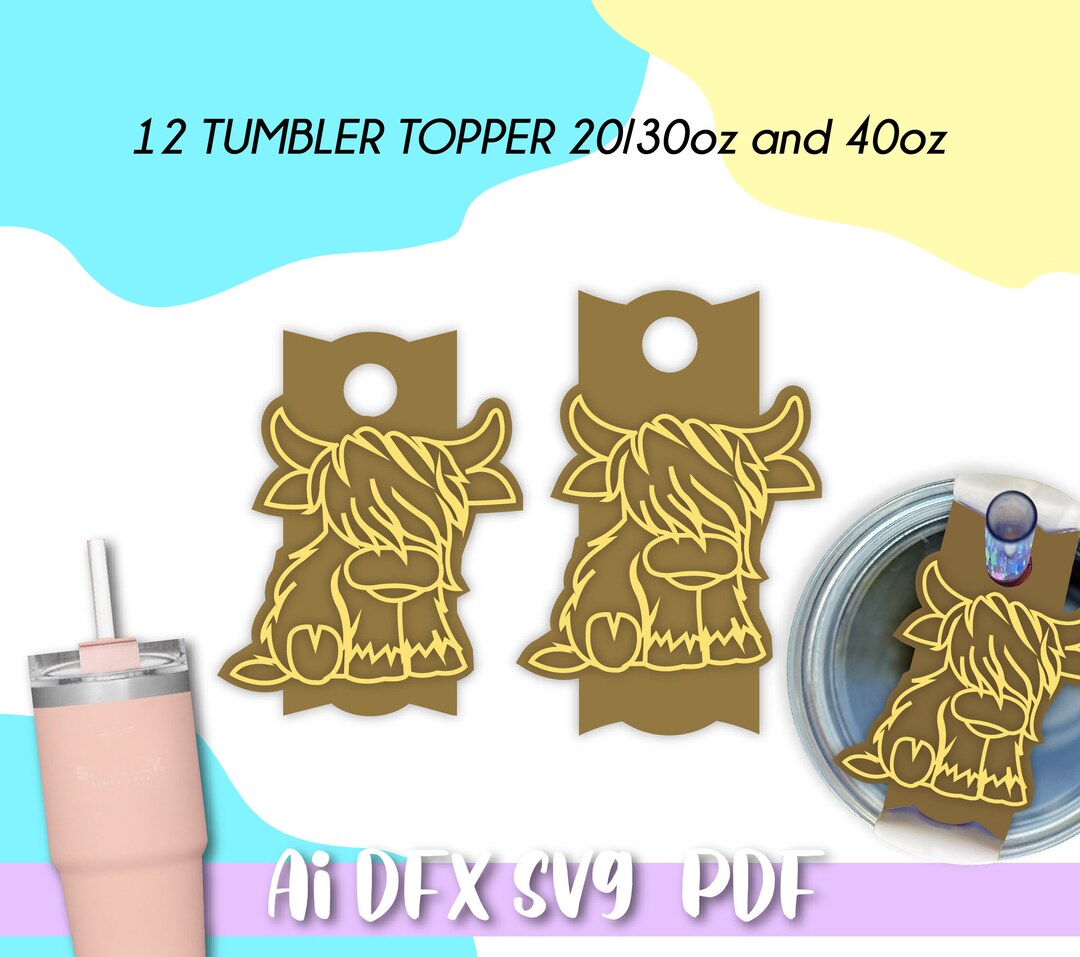 Highland Cow Stanley Topper SVG Bundle, Laser Ready ,H2.0 Topper ...