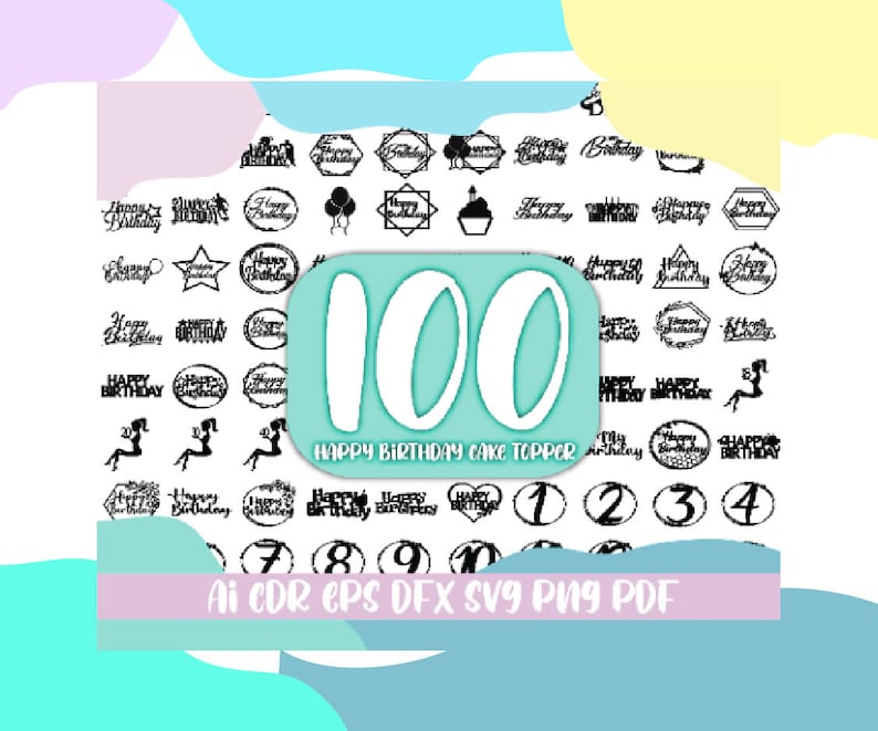 1000 Cake Topper SVG Bundle, Kuchendekorationen SVG, Happy Birthday SVG ...