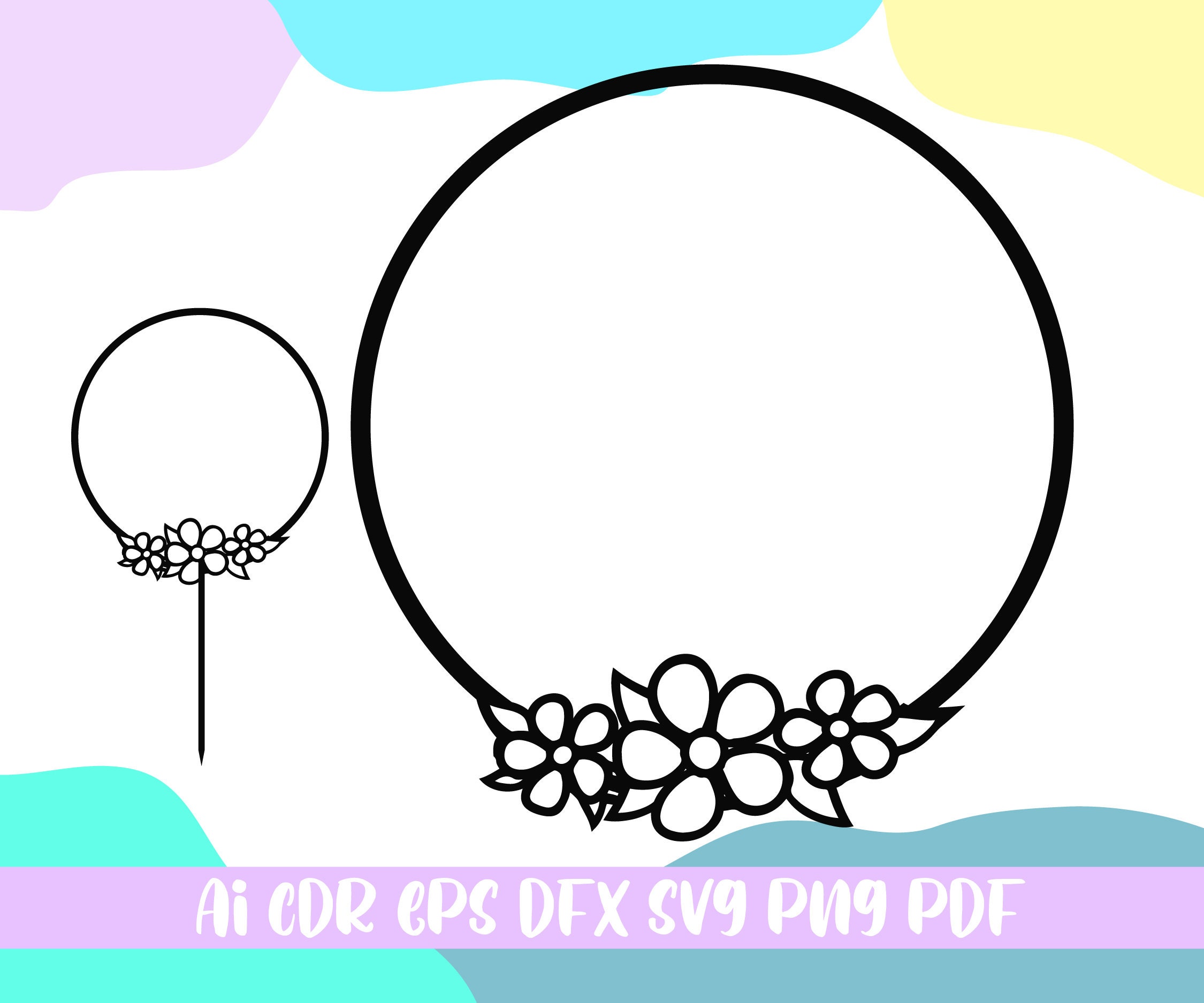 Marco de círculo svg cake topper svg archivo para cricut - Etsy España