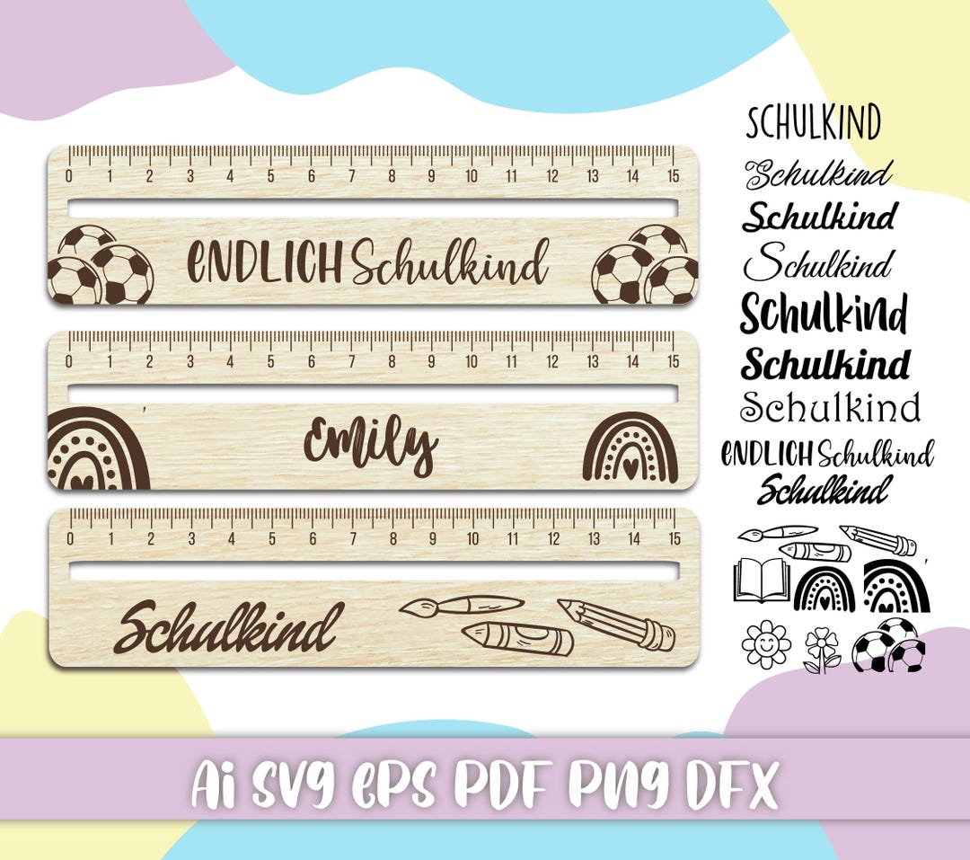Schulkind Rulers,back-to-school Kids' Rulers - Laser Cut Digital File ...